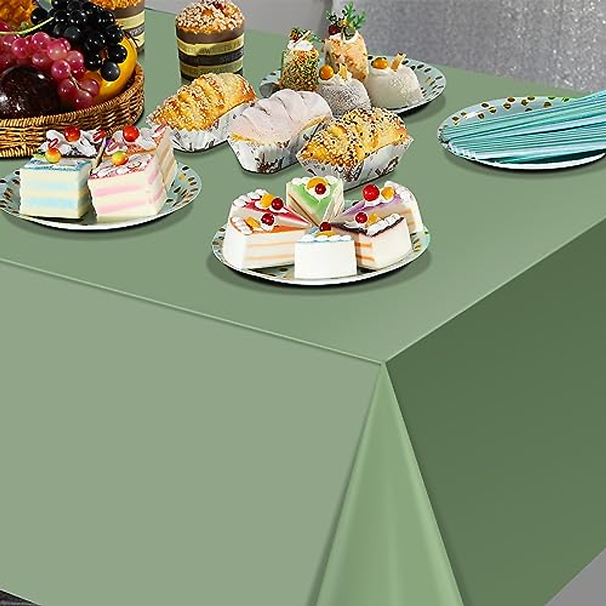 3Pack Sage Green Plastic Tablecloths for Rectangle Tables, Light Green Disposable Tablecloth, Waterproof Sage Green Table Cover for Birthday Bridal Wedding Baby Shower Party Decorations, 54 X 108Inch