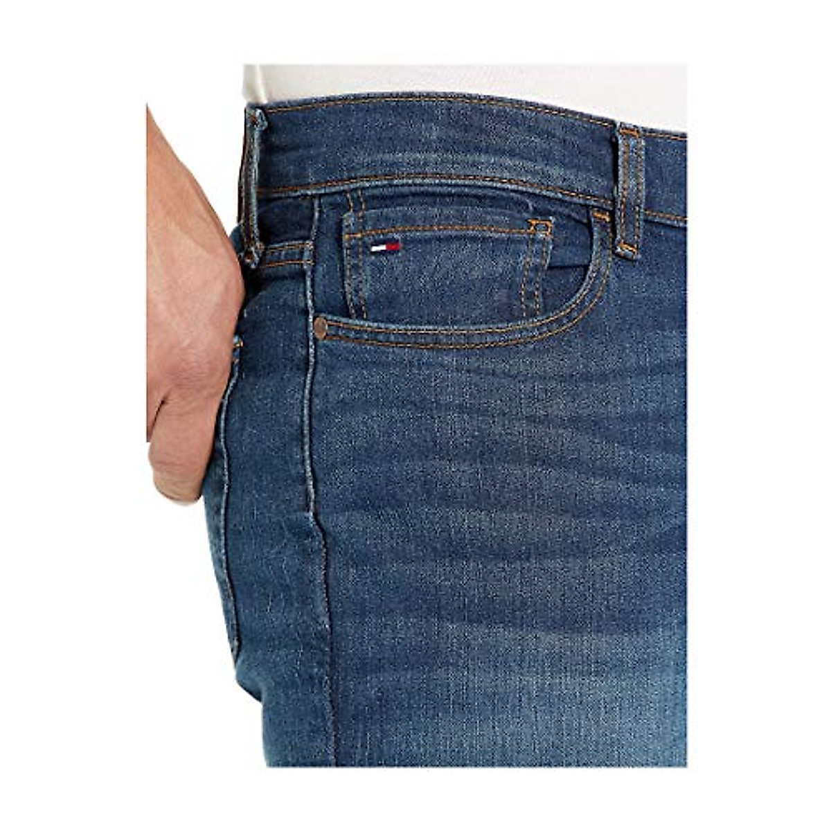 Tommy Hilfiger mens Thd Straight Fit Jeans, Dark Wash, 34W x 32L US