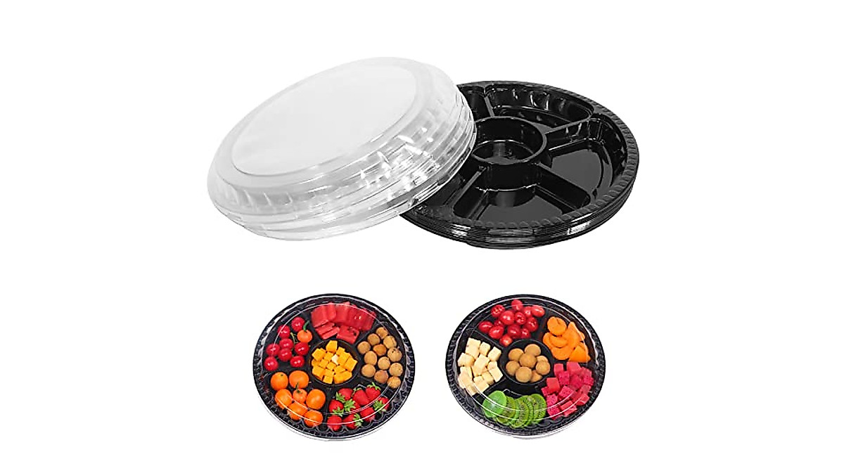 Buy 10 Pcs Round Disposable Appetizer Tray with Lid