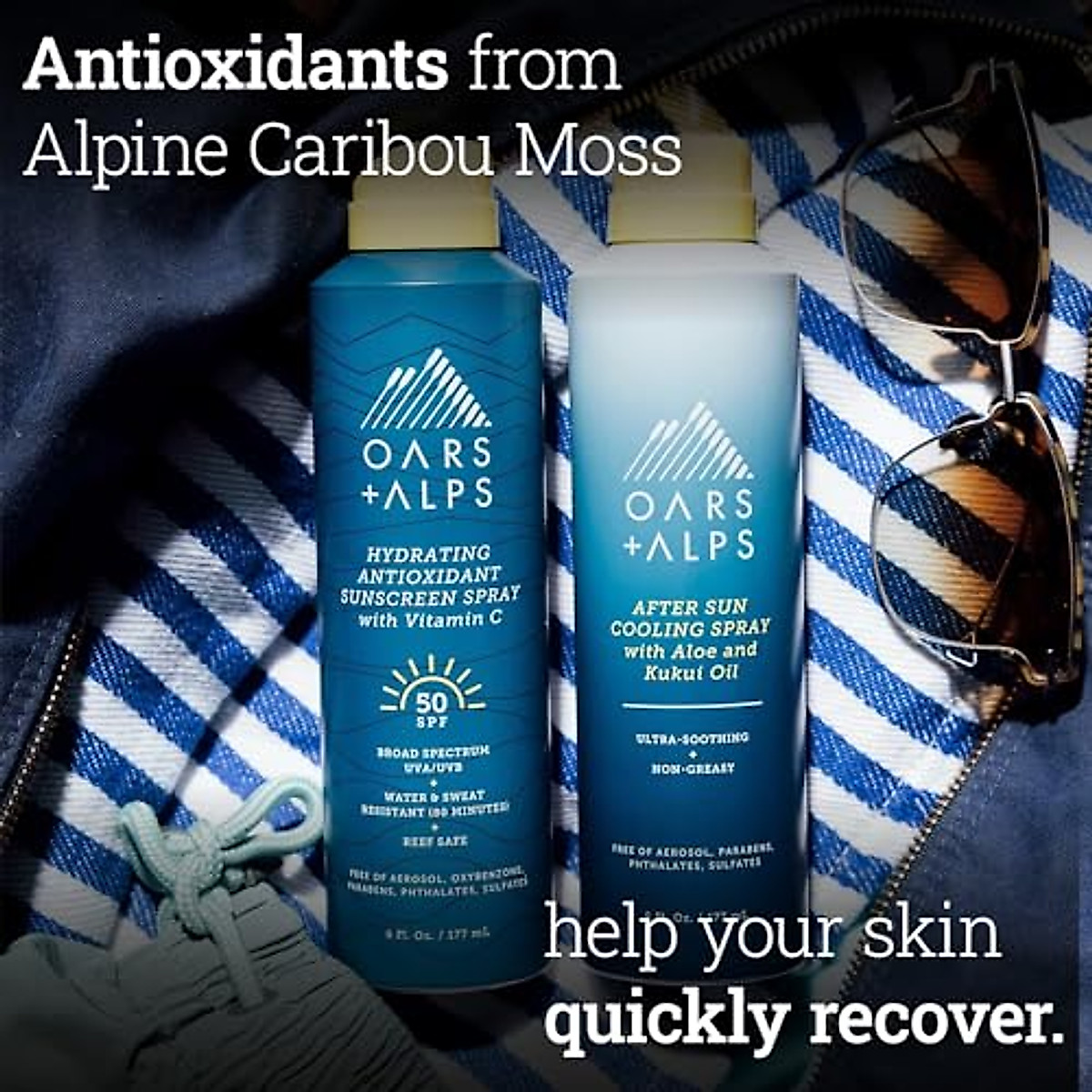 Oars + Alps After Sun Cooling Spray, Includes Aloe Vera and Niacinamide with a Green Tea Scent, 6 Fl Oz