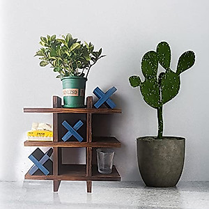 Tic-Tac-Toe Toilet Paper Holder Stand, Pine Wood Toilet Paper Tic-Tac-Toe Holder for Bathroom, Wooden Toilet Paper Organizer for Wall Mounted or Freestanding Bathroom Tissue Roll Storage Organizer