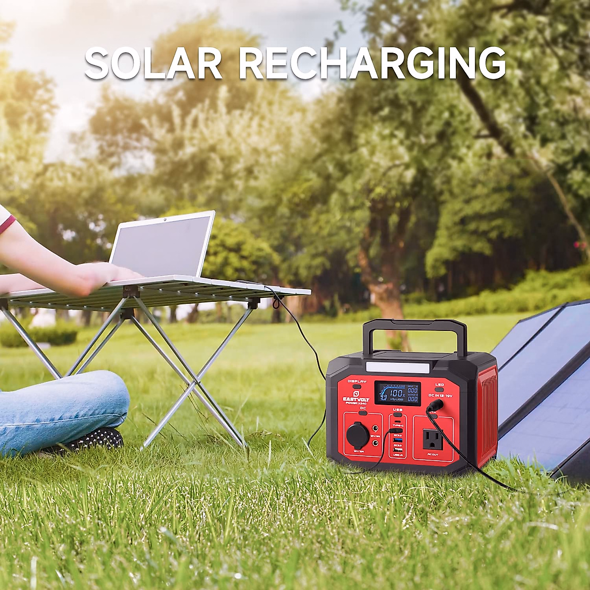 Eastvolt Portable Power Station 240W, 201.6Wh/56000mAh Lithium-Ion Battery with 110V AC Outlet, Solar Generator (Solar Panel Optional) for Emergencies Home and Outdoor Camping