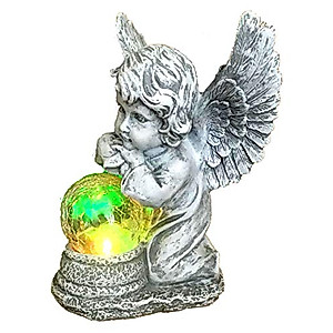 Bo-Toys Solar Powered Angel with Solar Glowing Globe LED Garden Light Decor Color Change