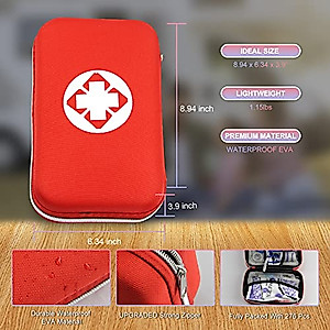 275PCS Personal First Aid Kit for Car Emergency Supplies Mini Compact Bag for Backpack, Basic Camping Essentials Survival Kit for Hiking Travel AMORNING