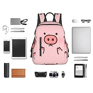 DEHIWI Cute Pig Casual Backpack Bag Lightweight Laptop Bag Travel Laptop Backpack For Women Men