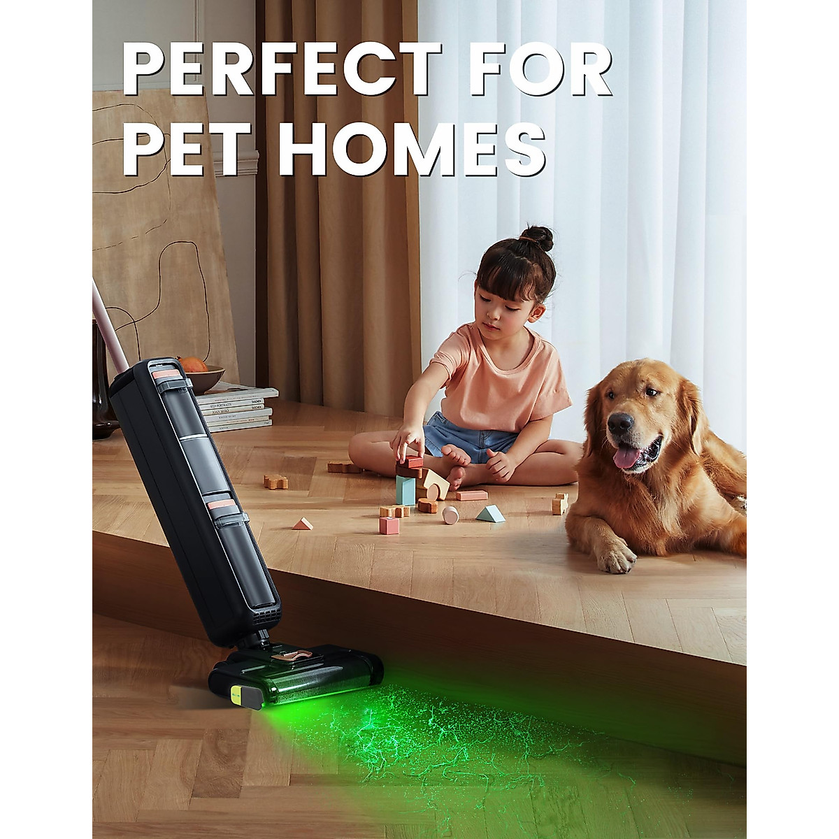 EICEM Electric Green Light, USB Rechargeable Show All Dust LED Light, One Hand Operated, Vacuum Cleaner Attachment