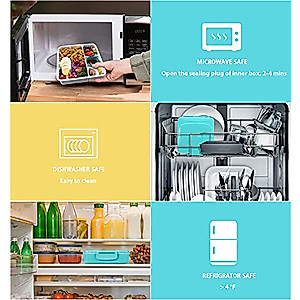 ECHTPower Bento Box, 1.3L Lunch Box with Handle Outer Box for Kids Children, Leak-Proof Lunch Containers with 4 Compartments, Extra Sauce Cup, Cutlery,Food-Safe Materials,Microwave and Dishwasher Safe