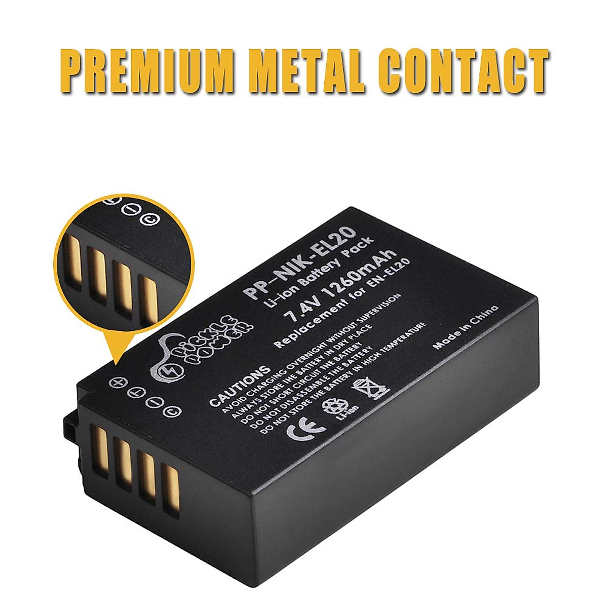 Pickle Power EN-EL20 EN-EL20a Battery and Charger Compatible with Nikon Coolpix P1000, P950, DL24-500, Coolpix A, 1 AW1, 1 J1, 1 J2, 1 J3, 1 S1, 1 V3 Digital Camera