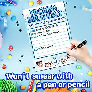 Set of 20 Winter Princess Themed Happy Birthday Invitation Cards & Envelopes – Lightweight (240g), Postcard Style Invites for the Perfect Party Pack