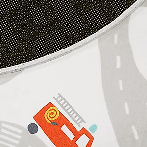 Road Traffic Kids Rug Children Playing with Cars Playmat 3x5 ft,Washable Play Carpet for Kids Playroom,Non-Slip Have Fun Safe Baby Nursery Rug for Toddler Boy? Bedroom Game Room Grey