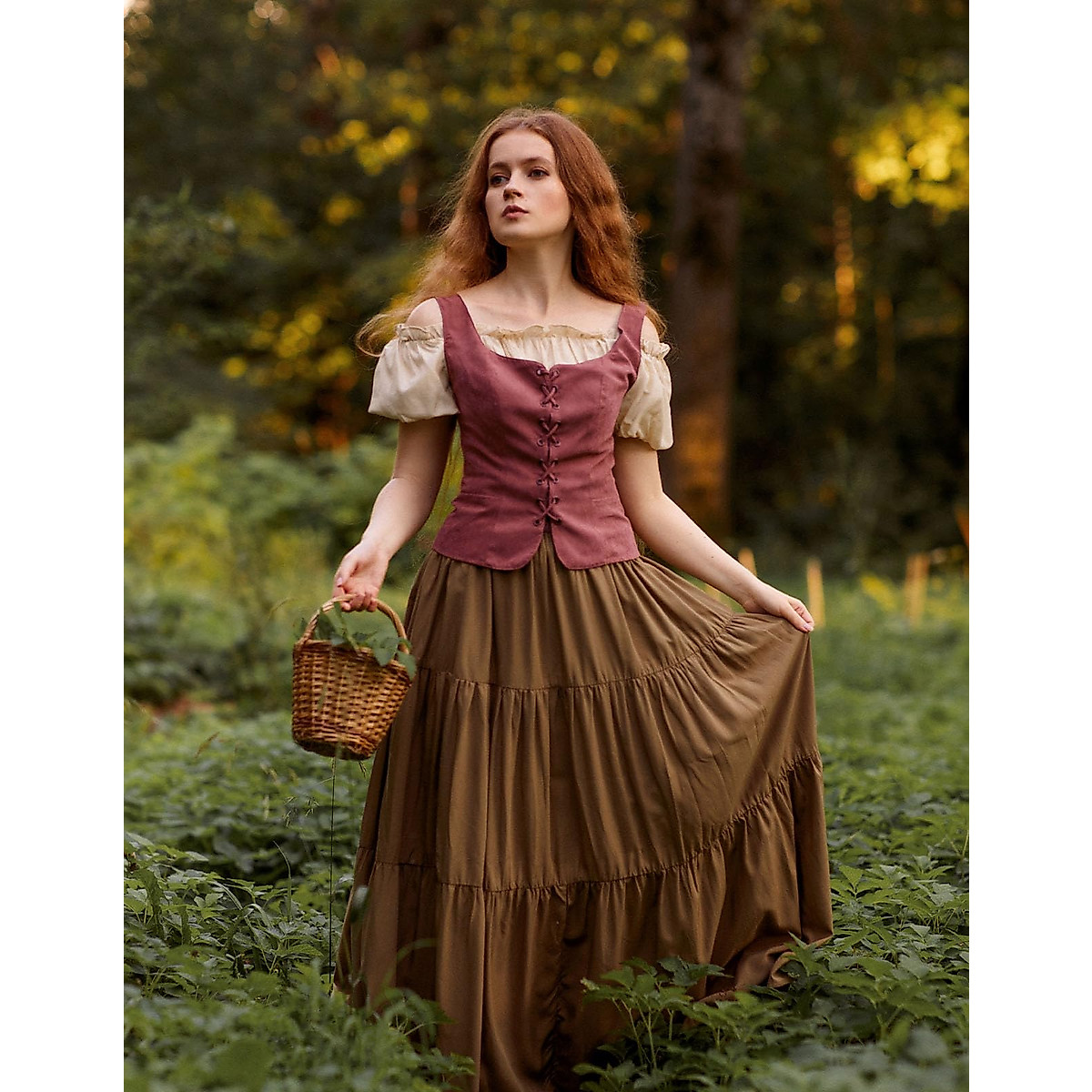 Scarlet Darkness Womens Renaissance Costume Vest Victorian Steampunk Waistcoat Wine L