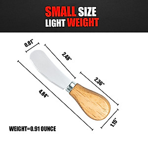 Yeeper Little Cheese Spreader Knives, Wooden Handle, 5 inch, Stainless Steel Cocktail Knives Spreaders for Condimets, Cheese, Butter, Charcuterie Board Accessories