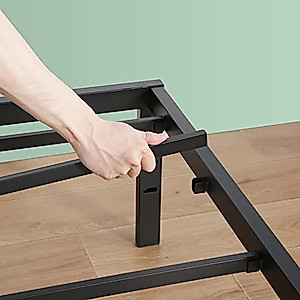 Olee Sleep 18 Inch Tall Heavy Duty Steel Slat Anti-slip Support Easy Assembly Mattress Foundation Maximum Storage Noise Free No Box Spring Needed, Black