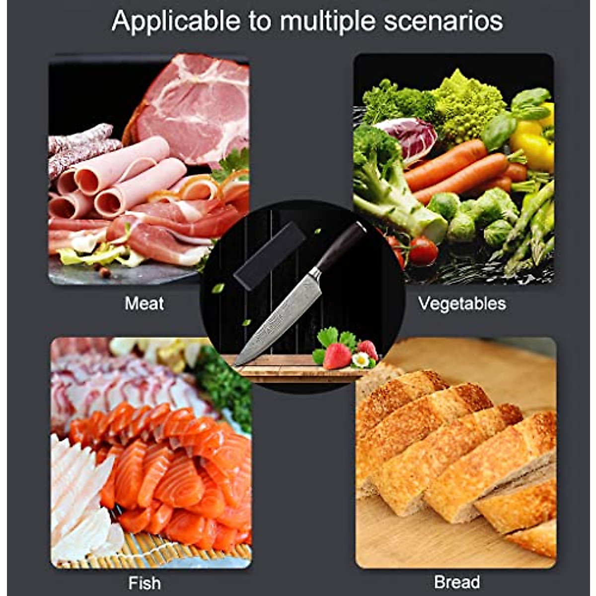 JINGYI 7 Inch Kitchen Knife, Asian Knife Japanese Chef Knife made of German High Carbon Stainless Steel, Ergonomic Handle, Ultra Sharp