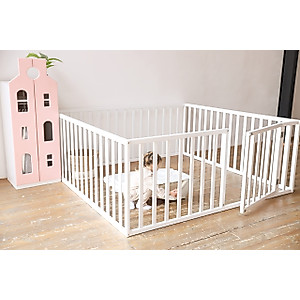 BUSYWOOD Montessori Floor Bed Frame with Rails - Toddler Bed Frame - Montessori Floor Toddler Bed - Floor Bed Frame for Kids - Kids Wooden Bedframe - Montessori Bedroom Furniture (Model 20)