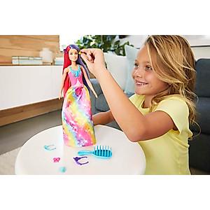 Barbie Dreamtopia Royal Doll with Extra-Long Two-Tone Fantasy Hair, Hairbrush, Headband & Styling Accessories