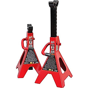 BIG RED AT42002R Torin Steel Car Jack Stands: 2 Ton (4,000 lb) Capacity, Red, 1 Pair