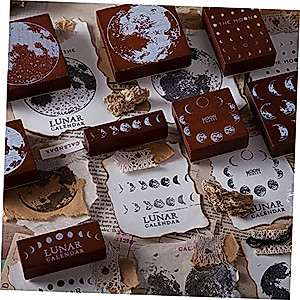 TEHAUX Lunar Wooden Seal Plant Kits for Wood Decor Plant Decorations Botanical Decor Rubber Alphabet Stamps for Rubber Stamps for Crafting Stamps Kit Hand Account Stamps