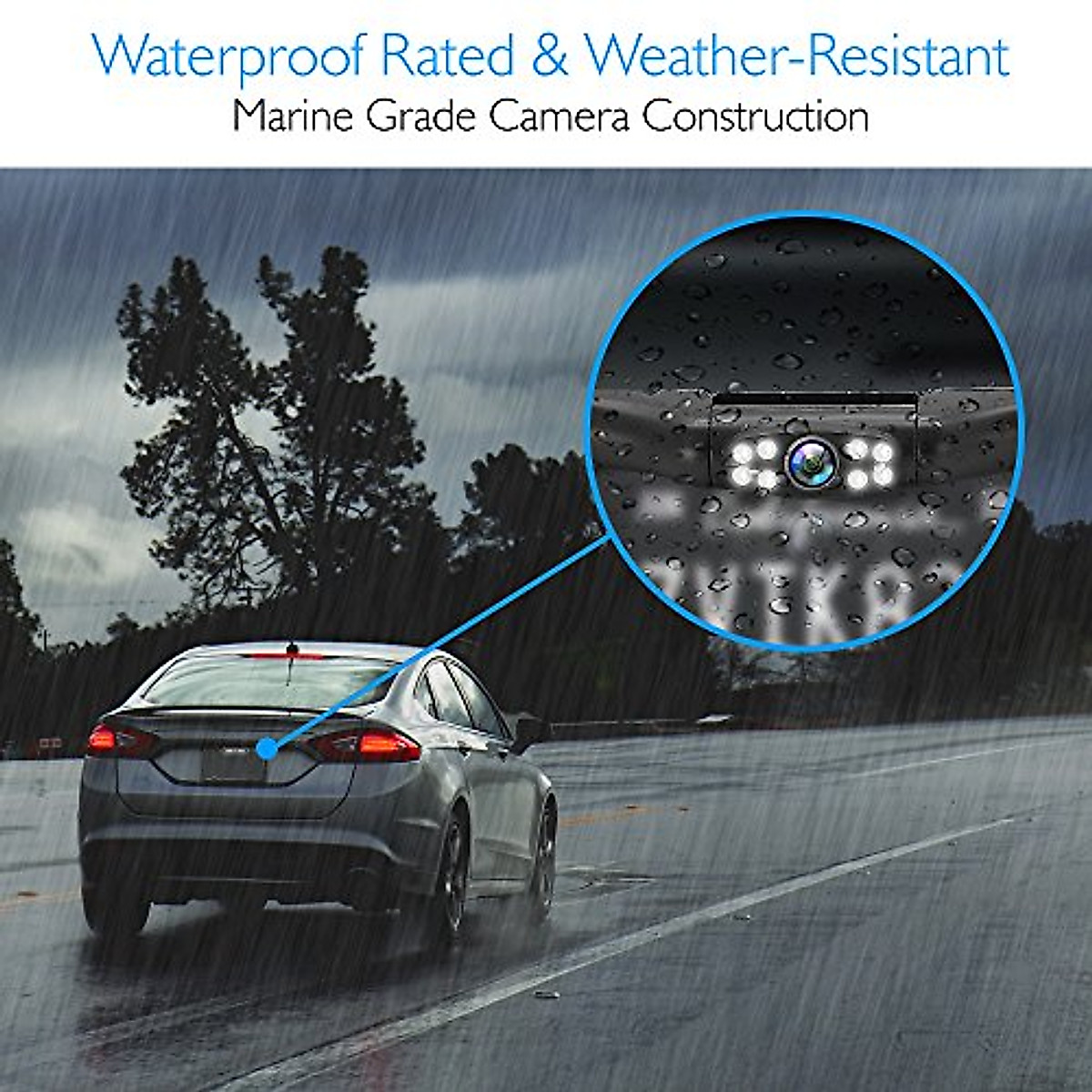 Pyle License Plate Rear View Camera - Built-in Distance Scale Lines Backup Parking/Reverse Assist Marine Grade Waterproof IP-67 Adjustable Slim Bar Cam Night Vision w/ 420 TVL Resolution PLCM28MS