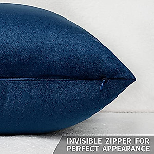 Dekoresyon 2 Pack Throw Pillow Covers 18 x 18 Inch, Velvet Decorative Pillow Covers, Soft Solid Square Throw Pillow Cases, Plush Cushion Case for Sofa Couch Bed, Navy Blue