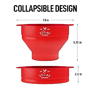 Zulay Kitchen Large Microwave Popcorn Maker - BPA-Free Silicone Popcorn Popper - Microwave Collapsible Bowl With Lid - Family Size Microwave Popcorn Bowl - 15 Popcorn Cup Capacity (Red)