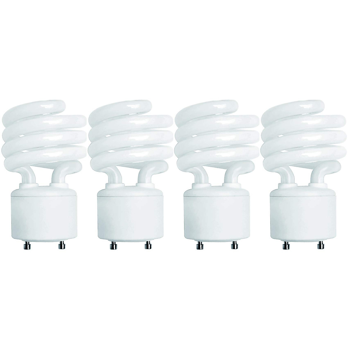 KOR Pack of 4 – 13 Watt Mini Spiral – GU24 Twist and Lock Base. Self-Ballasted CFL, 2pin Fluorescent Bulb, Neutral White 3500K (60 Watt Equivalent)