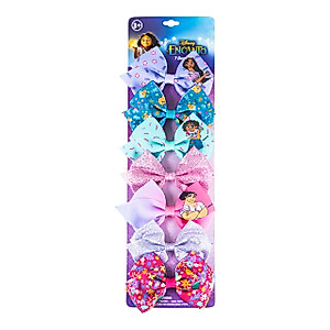 Disney Encanto Bow Bundle 7 Pcs 4 Inch Bundle - Hair Bows for Girls - Different Encanto Image on Each Clip - Alligator Clip - Ages 3+ Hair Accessories Bows for Girls