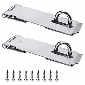 2Pcs Stainless Steel Gate Lock Hasp, Safety Packlock Clasp Hasp Lock Set Door Locks Hasp Latch for Doors, Cabinets, Closets and More (5inch-Silver)