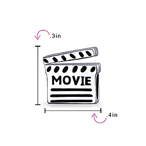 Bling Jewelry Theater Lover Movies Director Action Movie Clapboard Charm Bead For Women For Teen Fits European Bracelet .925 Sterling Silver