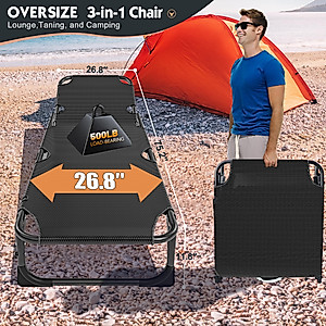 MOPHOTO Folding Chaise Lounge Chair 5-Position, Folding Cot, Heavy Duty Patio Chaise Lounges for Outside, Poolside, Beach, Lawn, Camping (Lounge Cot, Breezy Oceanic)