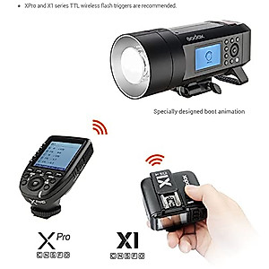 Godox AD400 Pro AD400Pro Godox Flash for Canon Sony Nikon Fujifilm Fuji Olympus Panasonic Camera,0.01-1s Recycle Time,with Godox Softbox 32''x32'' 80CMx80CM,w/Bowens Mount and Godox Mount