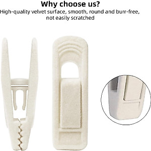 Velvet Hangers Clips, 20 Pack Beige Pants Velvet Clips, Clothes Hanger Clip Strong Finger Flocked Clips Fit for Ivory Velvet Hangers