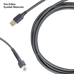 Barcode Scanner USB Cord RJ45 Coiled Cable for LS9203i LS3578 LS4008i ds9908 DS6700 Symbol Zebra Motorola Barcode Reader (3m/9.84ft USB Port Coiled)