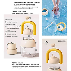 Generic 41oz,Portable Blender for Shakes and Smoothies, Leak-proof Water Bottle with Removable Straw, Handle, Lid and Shoulder Strap, BPA-free, Type-C Rechargeable, Cordless Portable Juicer，Apricot