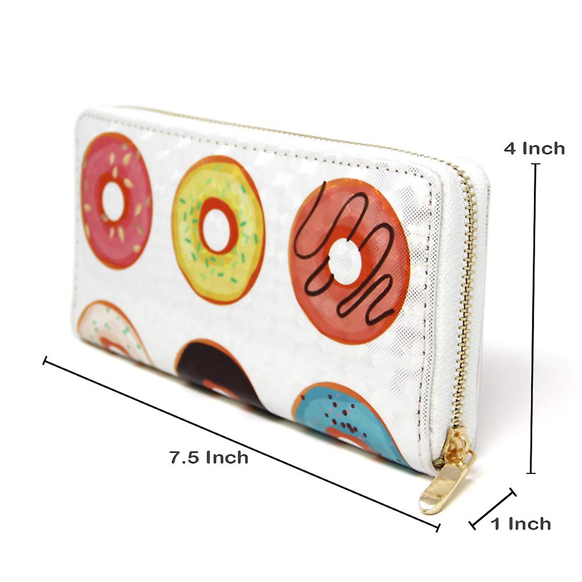 by you Women Holographic 3D Long Clutch Wallet Zipper Closure Card Slots Zippered Coin Pouch (DONUTS)