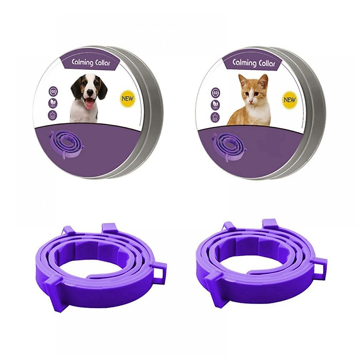 KAYNO Purple Cat Calming Collars Adjustable Cat Pheromones Calming Collars with 1 Bells Reducing Anxiety for Pets Suitable Cat Relaxants for Small Medium and Large Cats (15 Inches)