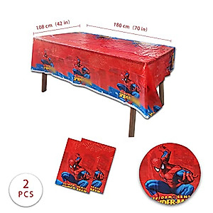 2pc Spider Themed Birthday Party Decorations,Plastic Tablecloth Hero Party Table Covers for Superhero Kids Birthday Party Supplies, 70 inches x 42 inches