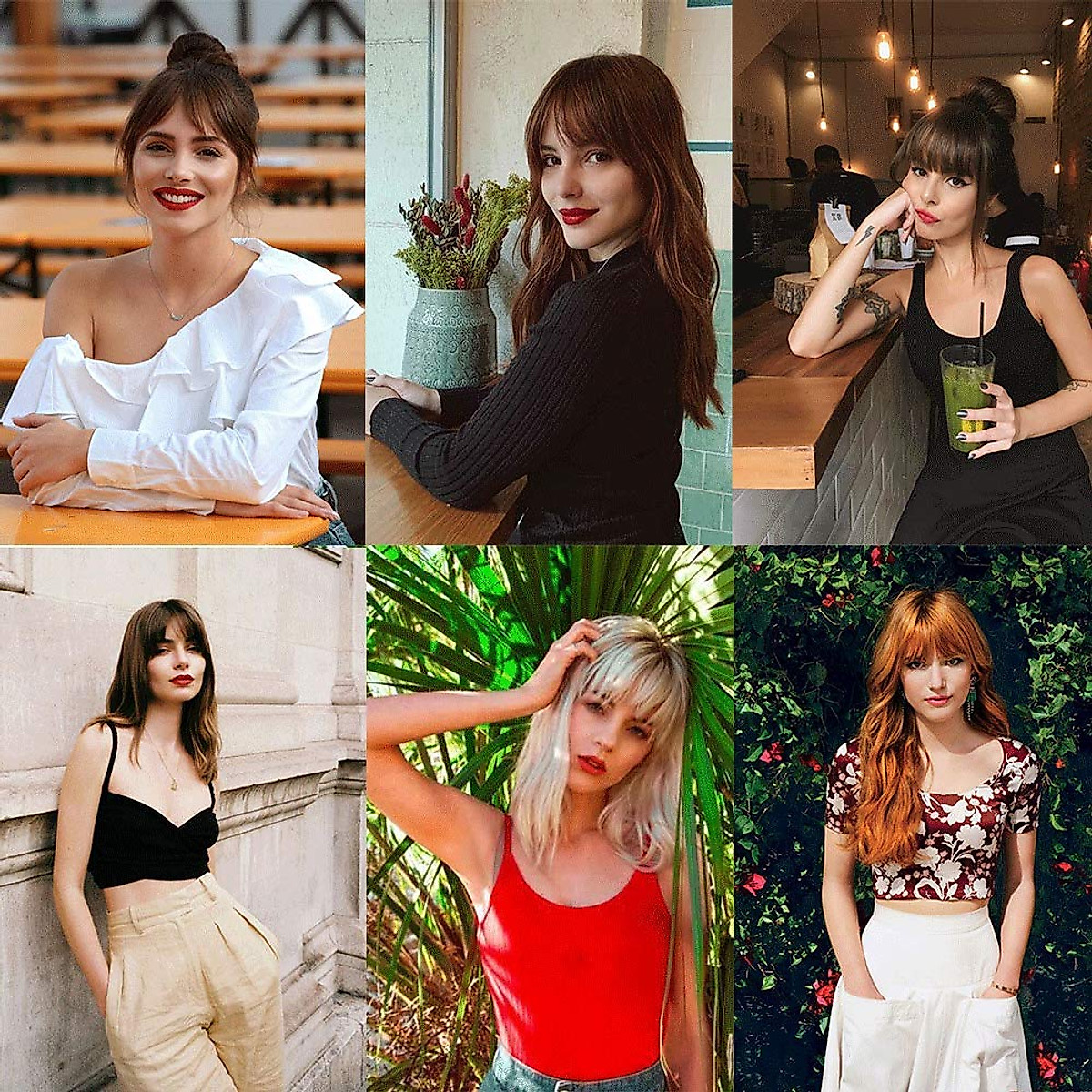 LEEONS Bangs Clip in Hair Extensions Front Neat Bang Fringe One Piece 6" Short Straight Synthetic Hairpiece for Women Dark Ash Brown mix with Bleach Blonde(18/613#)