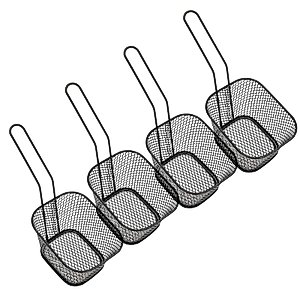 4Pcs Square Fry Basket, Stainless Steel French Fries Holder Fried Food Table Serving Net Strainer Kitchen Cooking Tools(Black)