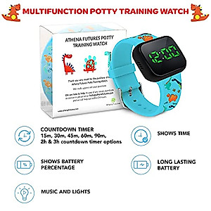 Potty Training Toilet Timer Watch for Boys & Girls, Fun Flashing Lights, Music Tones, Water Resistant for Seat, Rechargeable, Smart Sensor, Alarm, Amazing Kids, Baby & Toddler Potty Train Toilet Timer