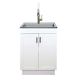 Transolid TC-2420-WCW 24-in All-in-One Laundry/Utility Sink Kit with Faucet in White