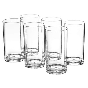 AOYITE 20-ounce Plastic Tumblers Dishwasher-Safe Premium Quality Juice Water Glasses BPA-free Clear Set of 6 Drinking Cups