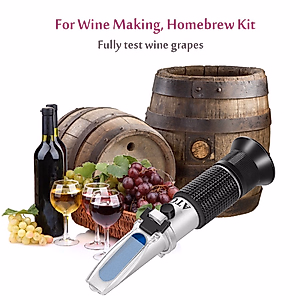 Wine Refractometer,V-Resourcing Hand Held Brix/Alcohol Refractometer with ATC for Wine Making Homebrew Kit, Dual Scale(Brix 0-40%, Alcohol 0-25%)