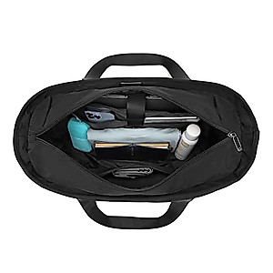 Moyaqi Yoga Tote Bag with Water Bottle Pockets Gym Bag with Yoga Mat Strap Weekender Bags for Women Men Black