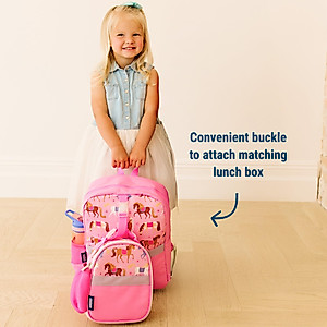 Wildkin Pack-it-All Kids Backpack for Boys & Girls, Ideal Size for School & Travel Backpack for Kids, Features Front Strap, Interior Sleeve, Back Support & Side Pocket (Horses)