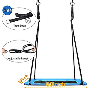 Trekassy 700lb Giant 60" Platform Tree Swing for Kids and Adults Waterproof 2 Hanging Straps (Blue)