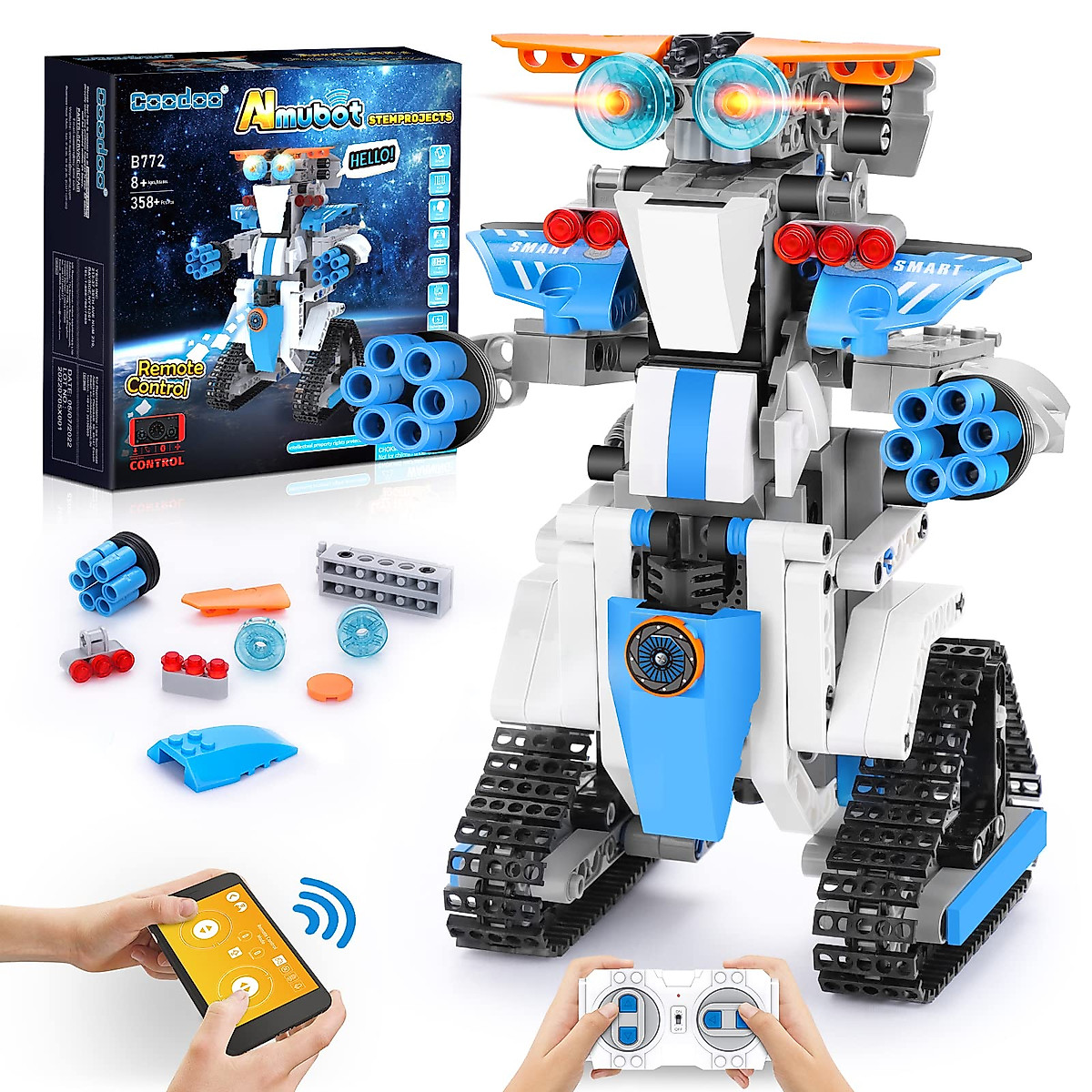 STEM Projects for Kids Ages 8-12, Remote APP Controlled Robot Building Kit Educational Birthday Gifts for Boys Girls-358 Pieces