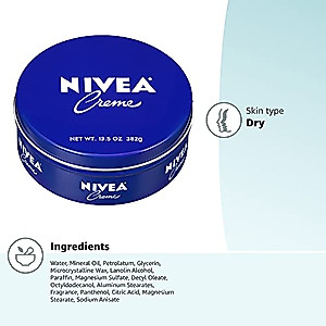 NIVEA Creme Body, Face and Hand Moisturizing Cream, 13.5 Oz Tin