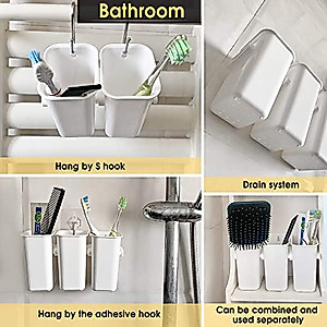 bystie Hanging Refrigerator Organizer, Desk Organization,Kitchen Storage & Bathroom Organizer, Makeup Organizer,Combinable 5 Pieces with Drain System, Stainless&Adhesive Hooks Included, BPA-free,White