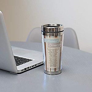 Dicksons Retirement Blessings Brown Stripes 16 Oz. Stainless Steel Insulated Travel Mug with Lid